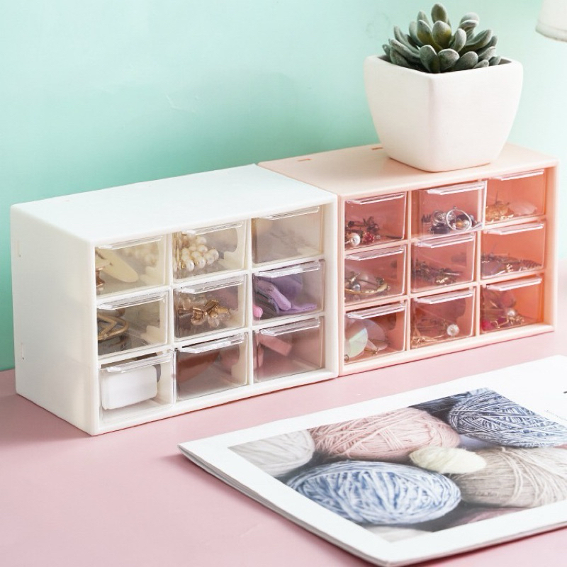 9 Slots Mini Drawer Storage Box Multi Grid Office Supplies Stationery ...