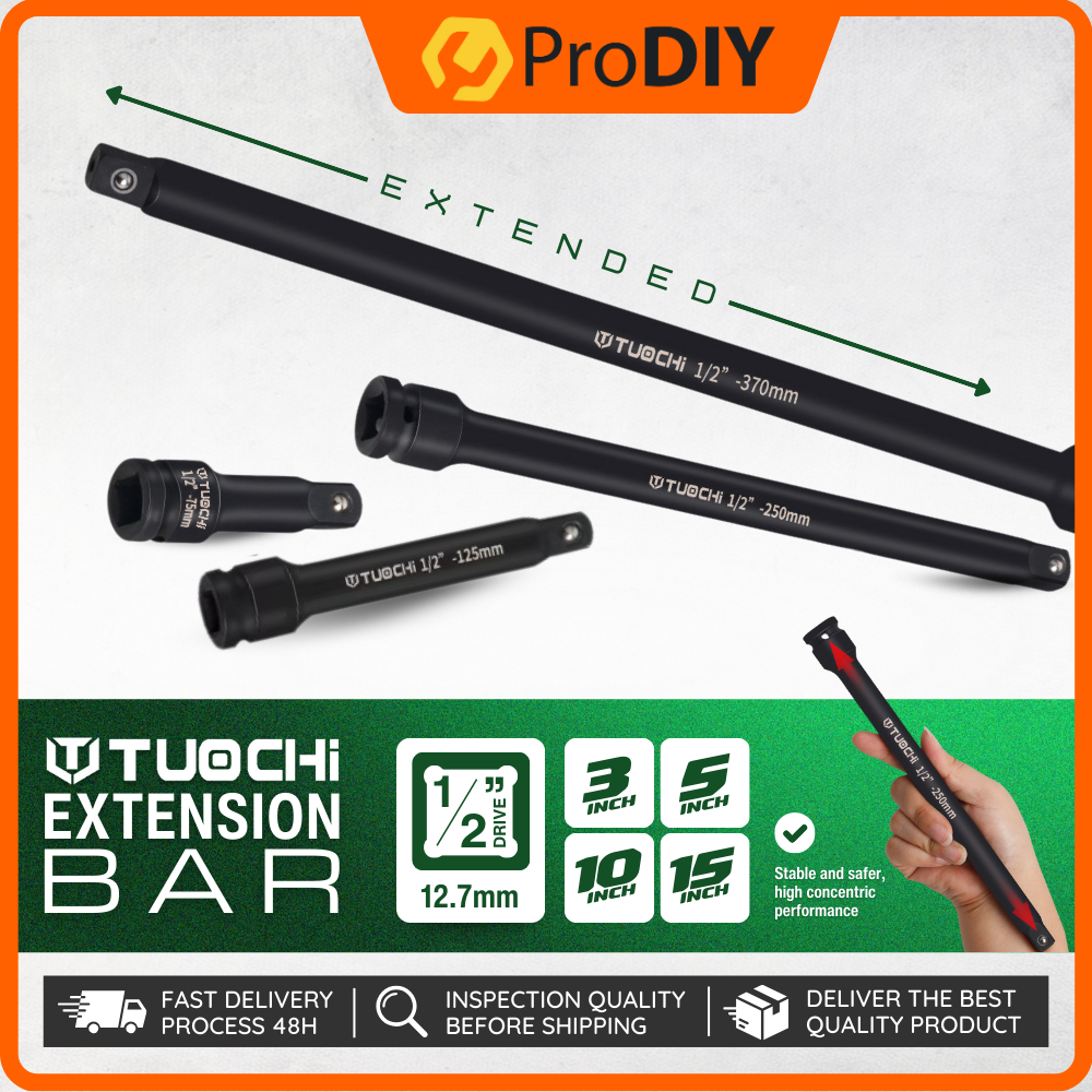 TUOCHI 1PCS Drive 1/2 Impact Extension Bar Black Extended Length ( 3 ...