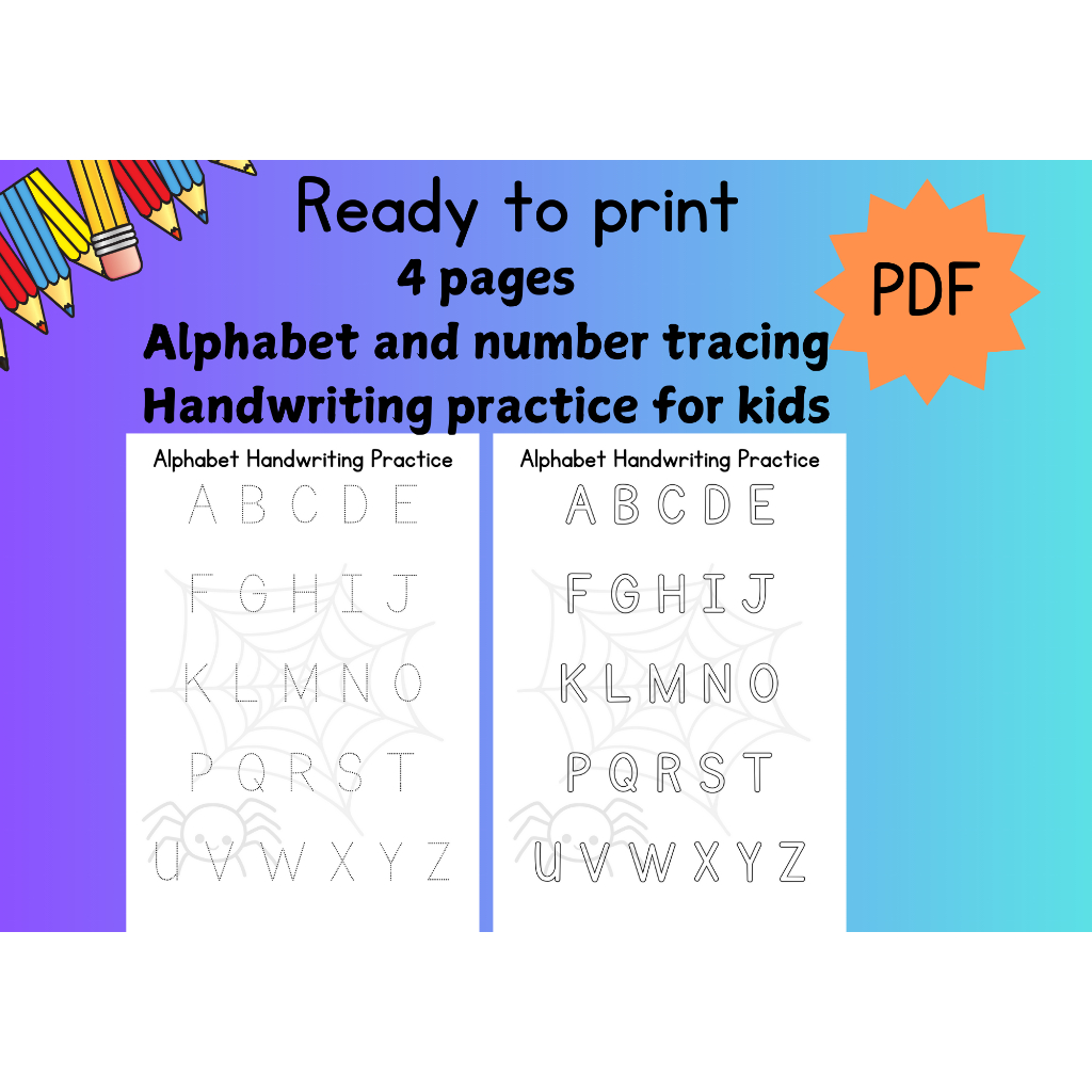 PDF | Alphabet and number tracing for kids, handwriting practice ...