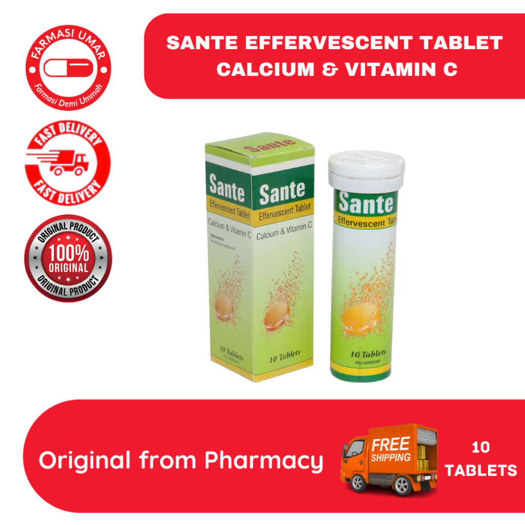 Sante Effervescent Tablet Calcium & Vitamin C 10 Tablets | Shopee Malaysia