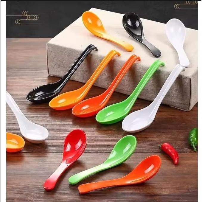 Melamine Japanese Soup Spoon with Hook Noodle Ladle Food Cutlery Dining ...