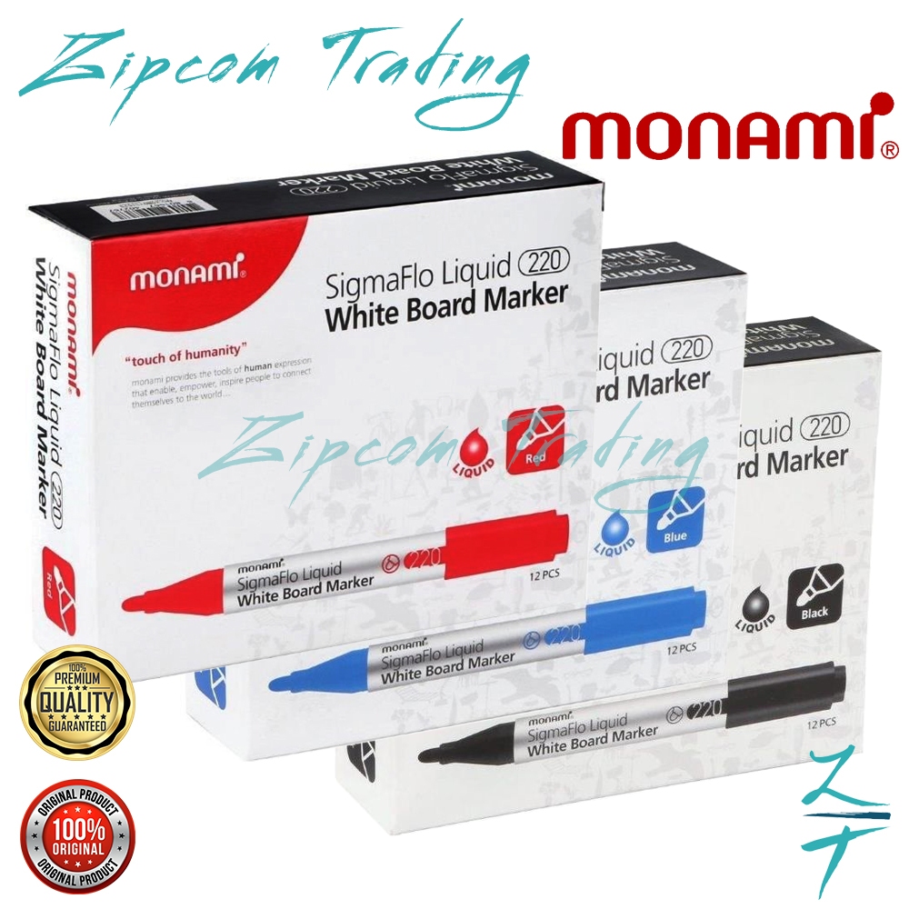 MONAMI SigmaFlo White Board Marker 220 (Bullet Nib 1Box/12pcs) | Shopee ...
