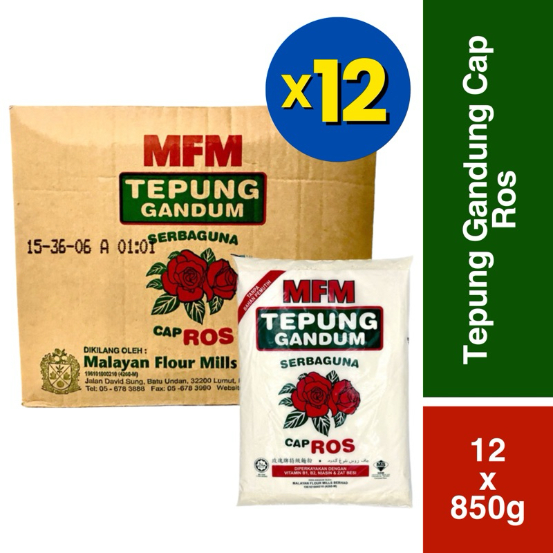 [Ready Stock] Tepung Gandum Cap Ros 12x850g | Shopee Malaysia