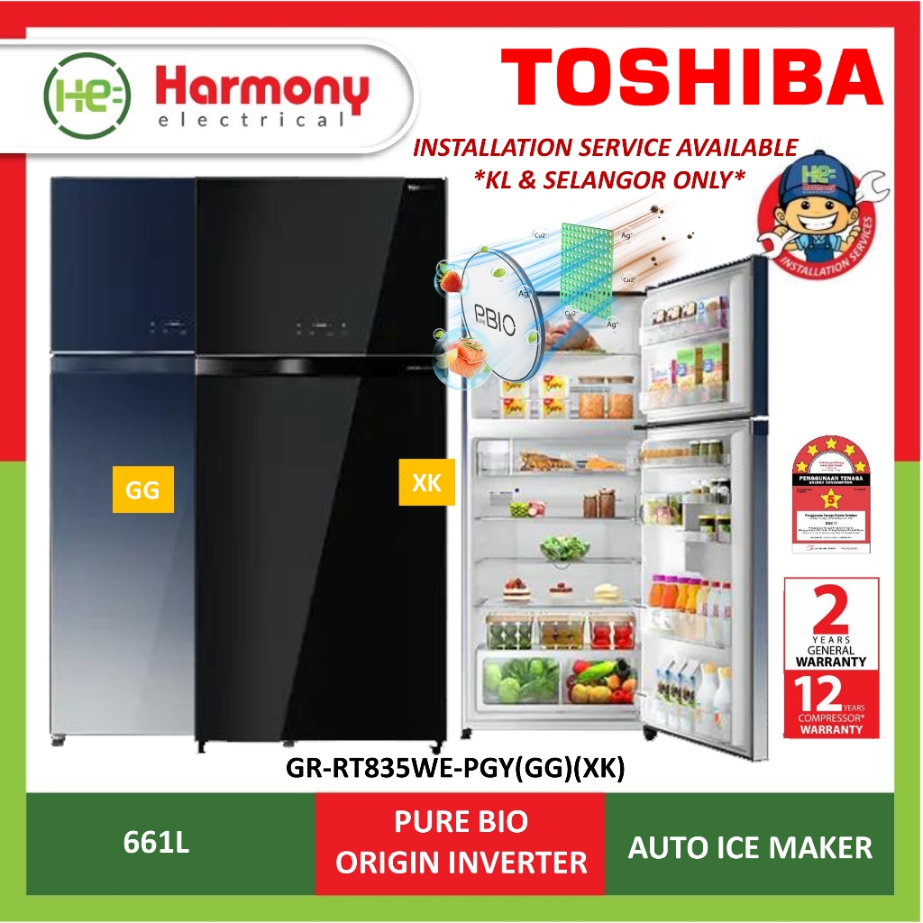 (FREE DELIVERY KL) TOSHIBA 661L 2 Doors Inverter Fridge GR-RT835WE-PGY ...