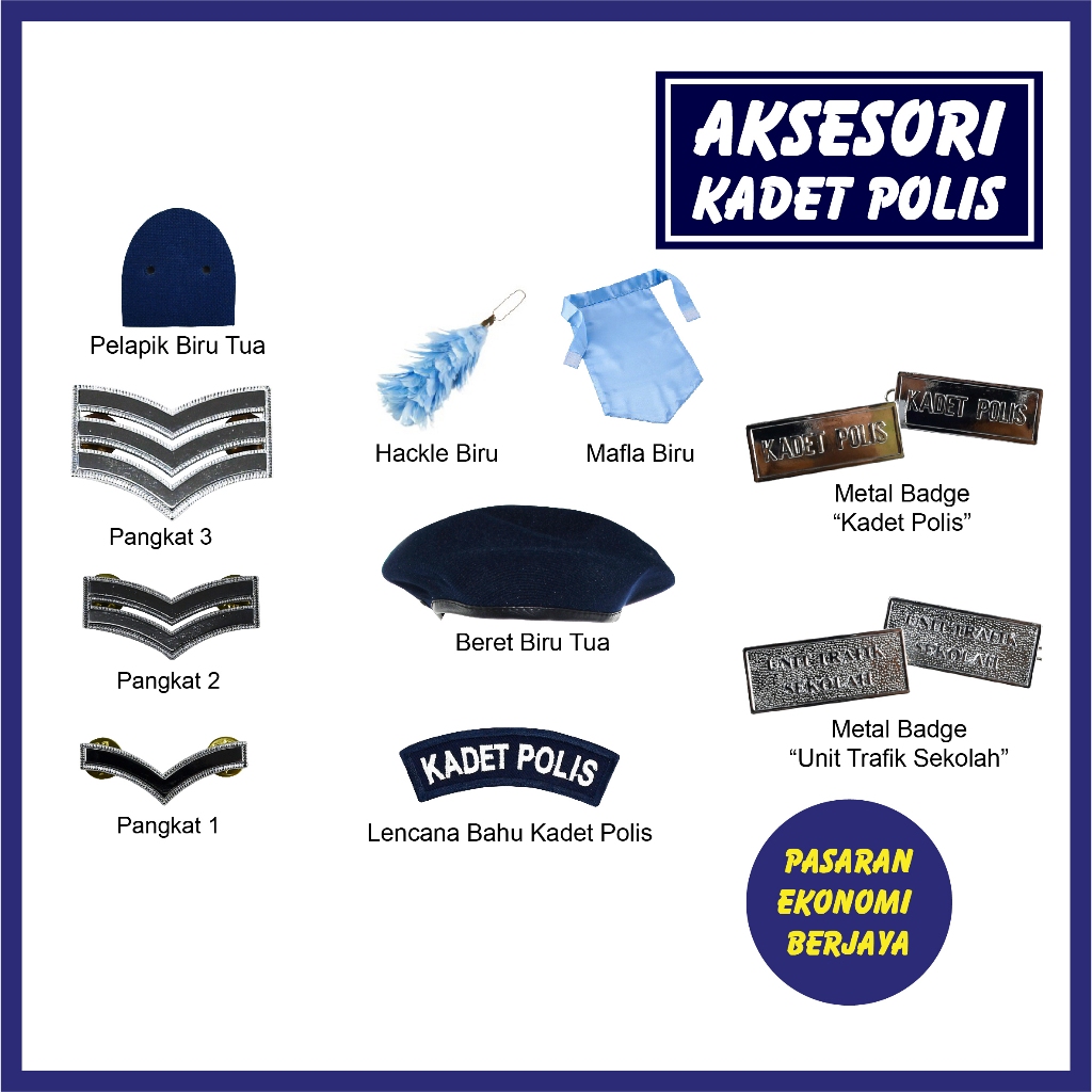 AKSESORI KP SET PACKAGES KADET POLIS SEKOLAH LECANA SULAM METAL BADGES ...