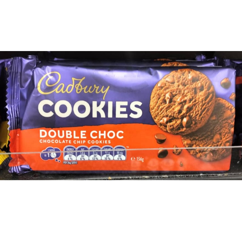 Cadbury Cookies Double Choc Chocolate Chip Cookies , 156g (Assorted ...