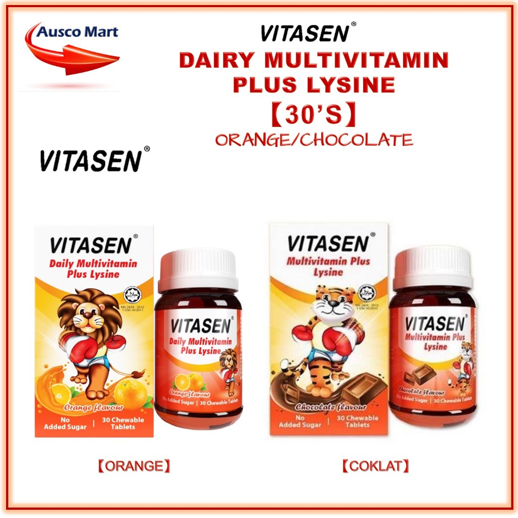 VITASEN MULTIVITAMIN PLUS LYSINE 30'S 【ORANGE/CHOCO】 | Shopee Malaysia
