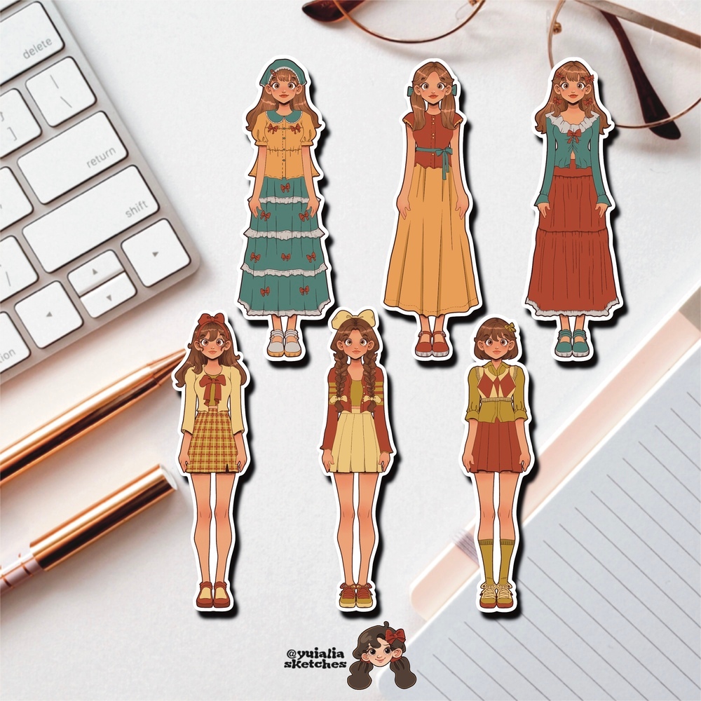 FEMININE-STYLE FEMALE OUTFITS deco stickers by YuiAlia Sketches ...