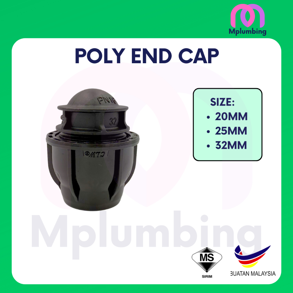 (SIRIM) POLY END CAP PENUTUP PAIP POLYPIPE POLI EC 20MM 25MM 32MM PN16 ...