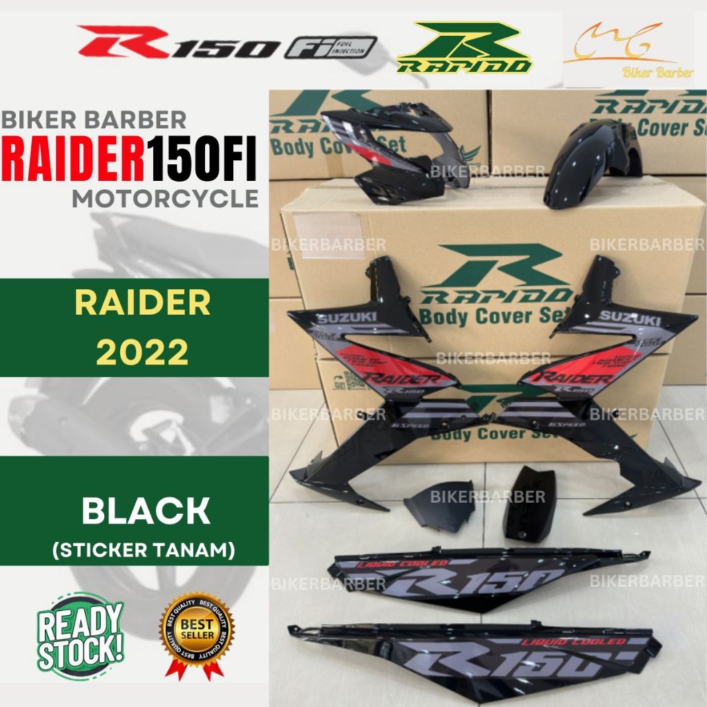 RAPIDO Coverset Suzuki R150 Fi 2022 Black Body Cover (Sticker Tanam ...