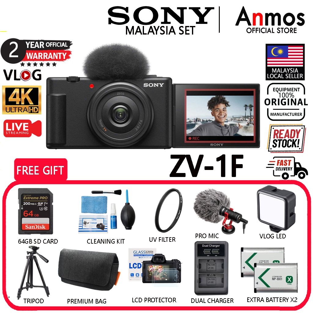 Sony ZV-1F ZV1F ZV-1 Digital Vlogging Camera with 4K HDR I Sony Malaysia 2 YEARS Warranty ...