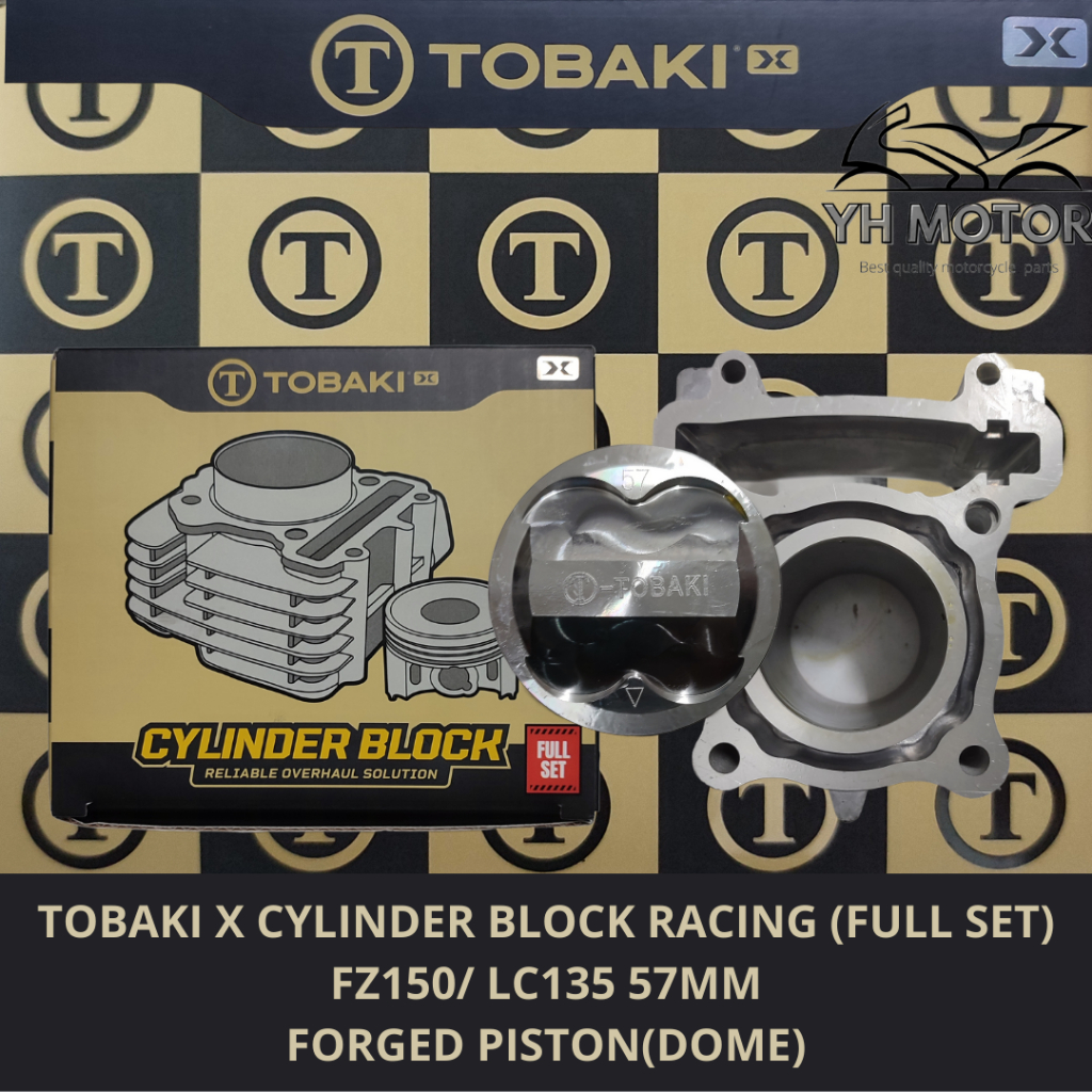 TOBAKI X CYLINDER BLOCK RACING (FULL SET) FZ150/ LC135 57MM FORGED PISTON(DOME) | Shopee Malaysia