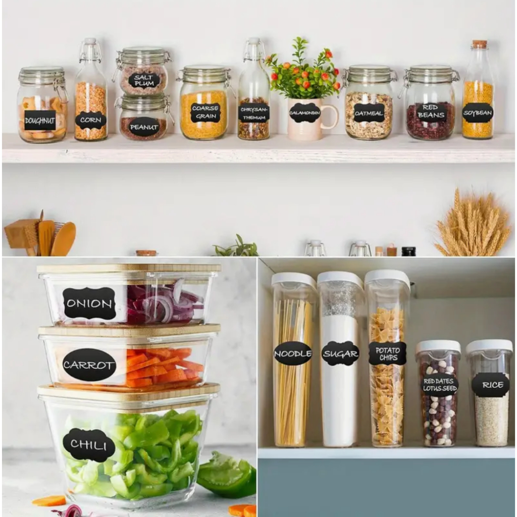 24-Pack Reusable Food Storage Labels with Pen - Portable, Stackable And ...