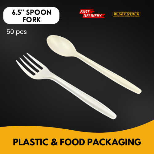 [50 pcs] 6.5" LONG DISPOSABLE PLASTIC FORK / SPOON / KNIFE / Plastic ...