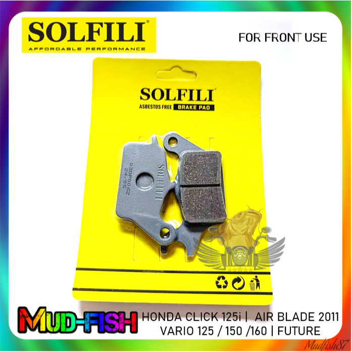 SOLFILI FRONT DISC BRAKE BREK PAD DEPAN FOR HONDA CLICK 125i | AIRBLADE ...