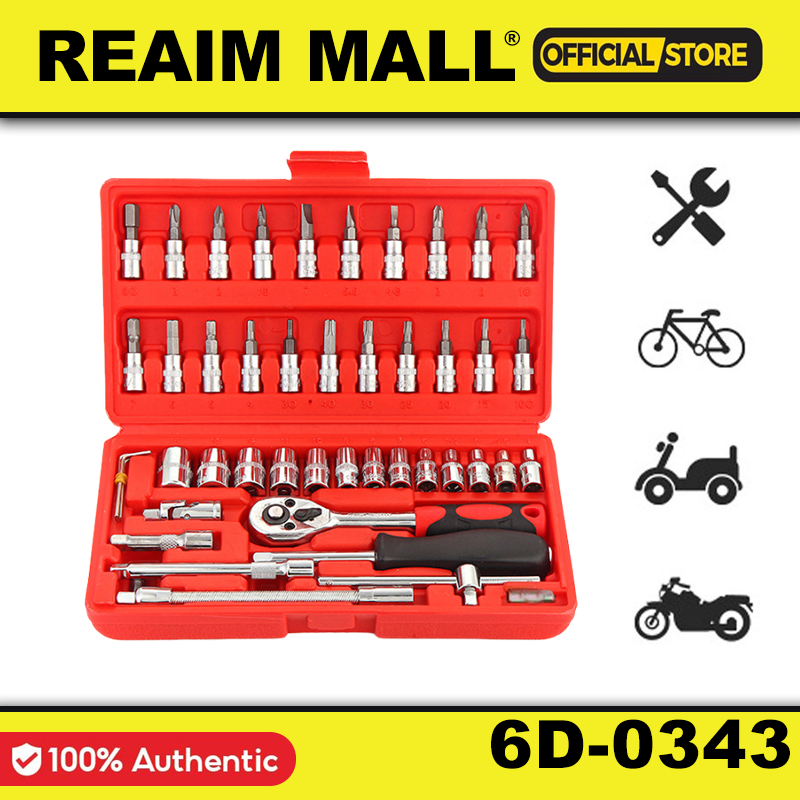 Socket Wrench Set 46PCS Tool Box Car Motorcycle Repair Set Hand Tools ...