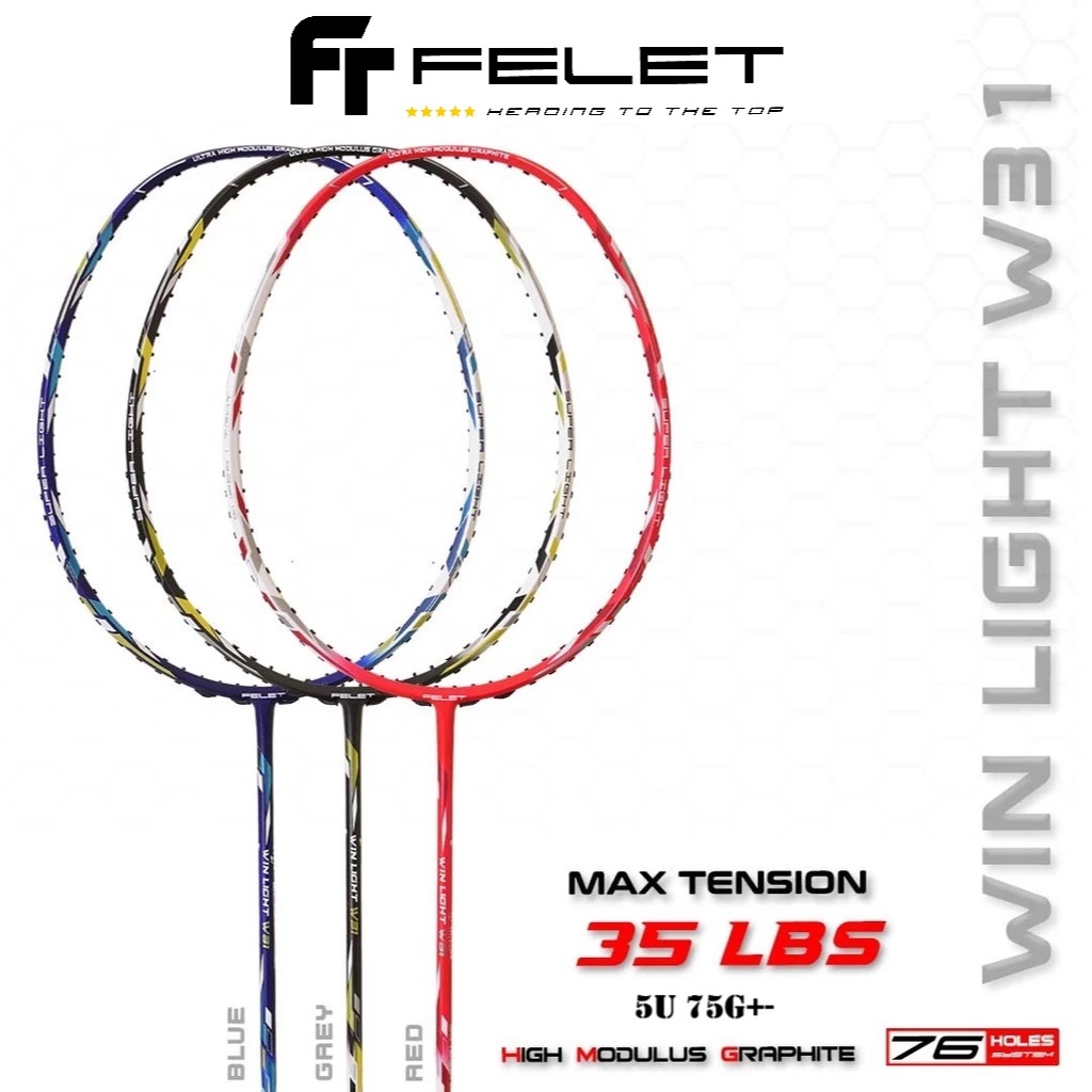 Felet Win Light W31 Badminton Racquet 5u 75gram+- balancing point 310 ...