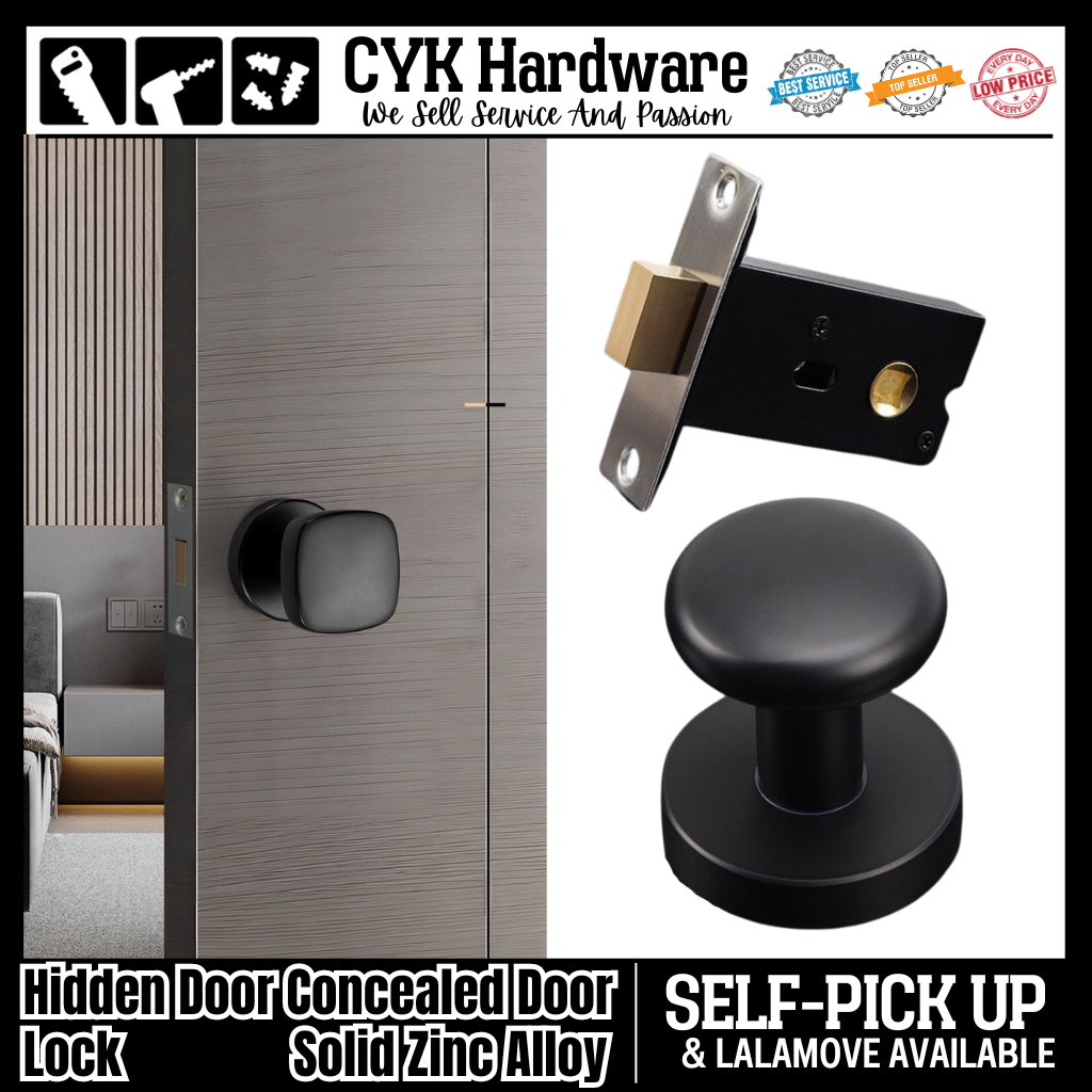 Solid Zinc Alloy Invisible Door Pull Ring Lock Bedroom Door Wooden ...