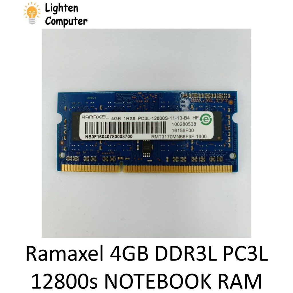 【USED】 RAMAXEL DDR3L 1600Mhz 4GB / 8GB | PC3L 12800 | LAPTOP RAM ...