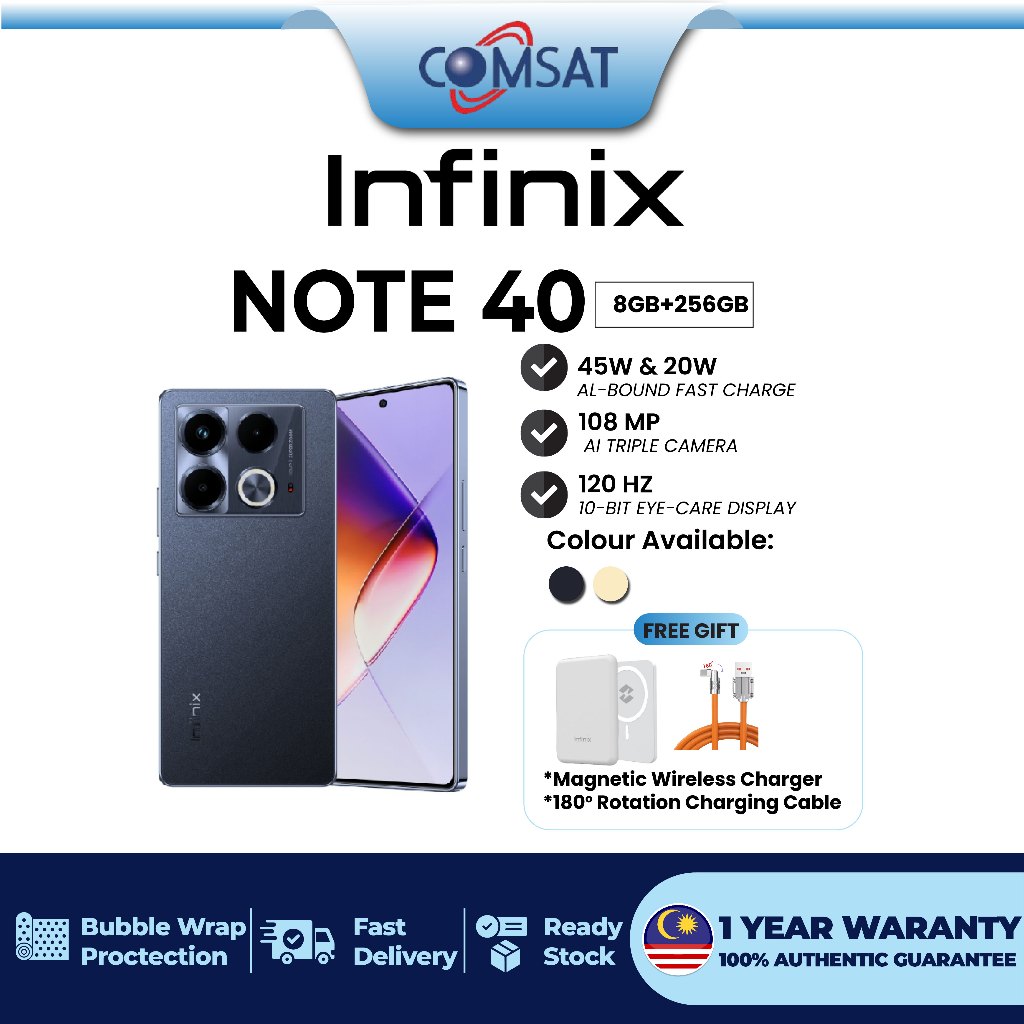 Infinix Note 40 (X6853) 256GB+8GB(UP TO 16GB) MediaTek G99 45W Fast ...
