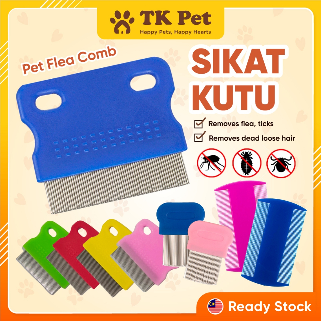 Sikat Kutu Kucing Stainless Steel Pet Dog Cat Flea Comb Sisir Sikat Kutu 宠物梳子 猫梳子 Pet Comb Fur ...