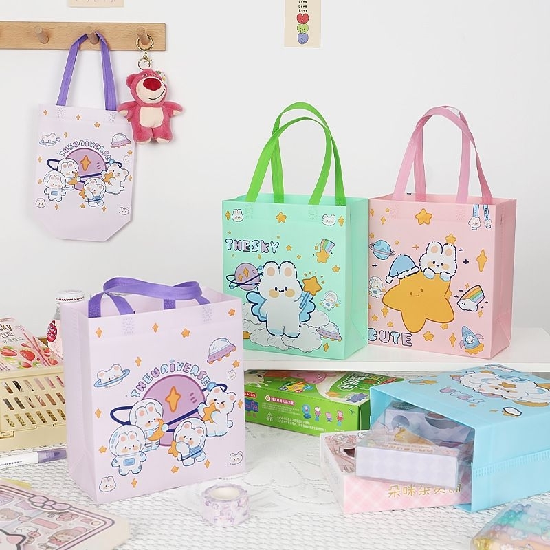 Cartoon Rabbit Theme Handbag Kraft Eco Bag Cute Shopping Gift box ...
