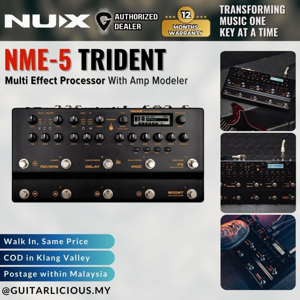 NUX Trident NME-5 Multi Effect Processor Guitar Pedal With Amp Modeler ...