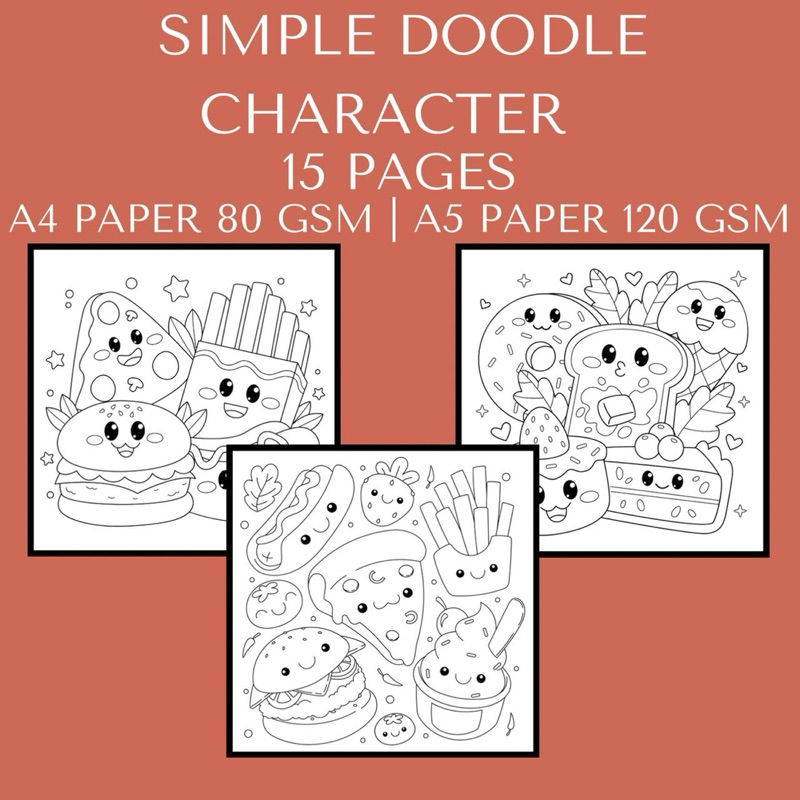 SIMPLE DOODLE CHARACTER COLORING 15 PAGES‼️ BUKU MEWARNA & KERTAS ...