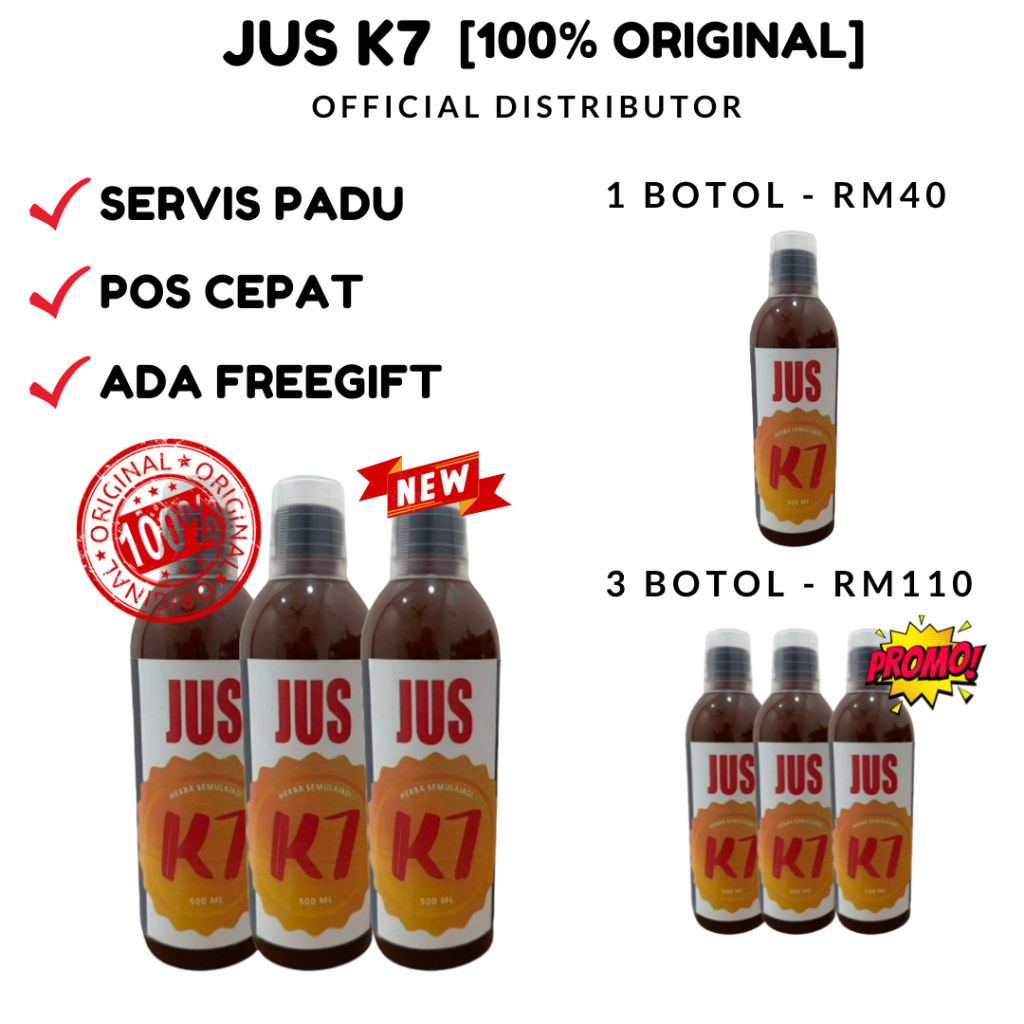 [POS CEPAT + FREEGIFT ] JUS K7 PENAWAR KETOM DADAH MINUMAN HERBA K7 ...