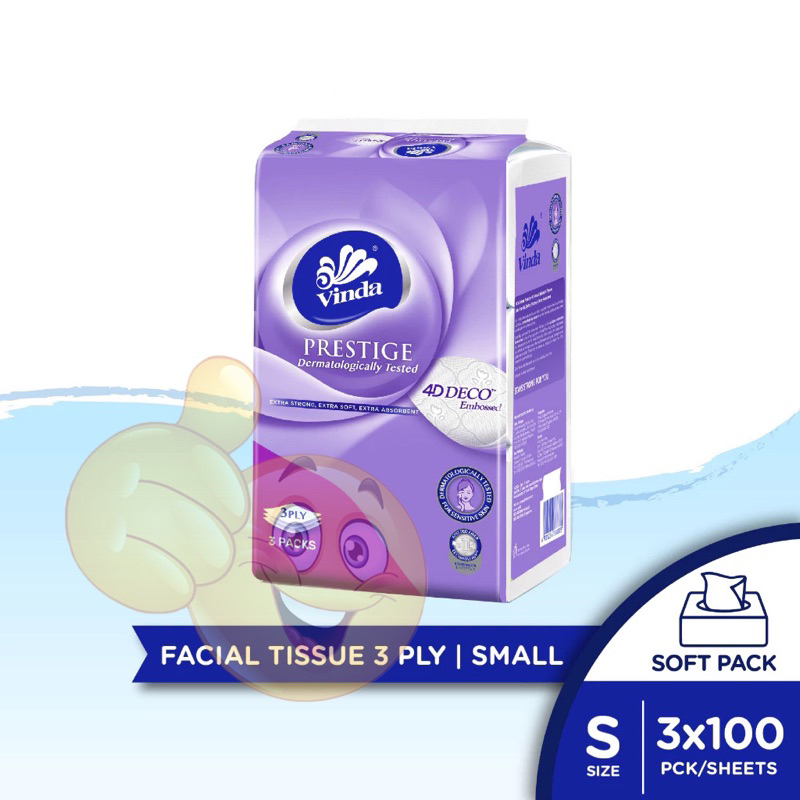 Vinda Prestige 4D Deco Embossed Facial Tissue (3 x 100s) | Shopee Malaysia
