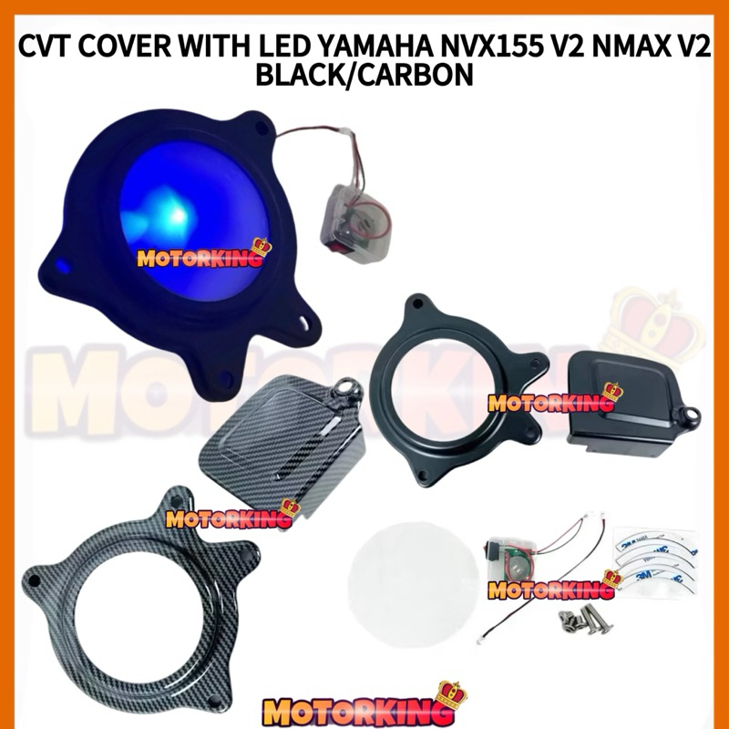 TRANSPARENT CVT COVER WITH LED YAMAHA NVX155 V2 NMAX V2 BLACK CARBON ...