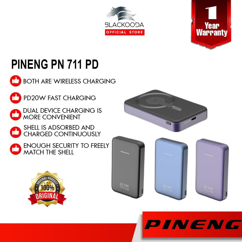 PINENG PN-711 PD Magnetic Wireless Power Bank Portable 22.5W Fast ...