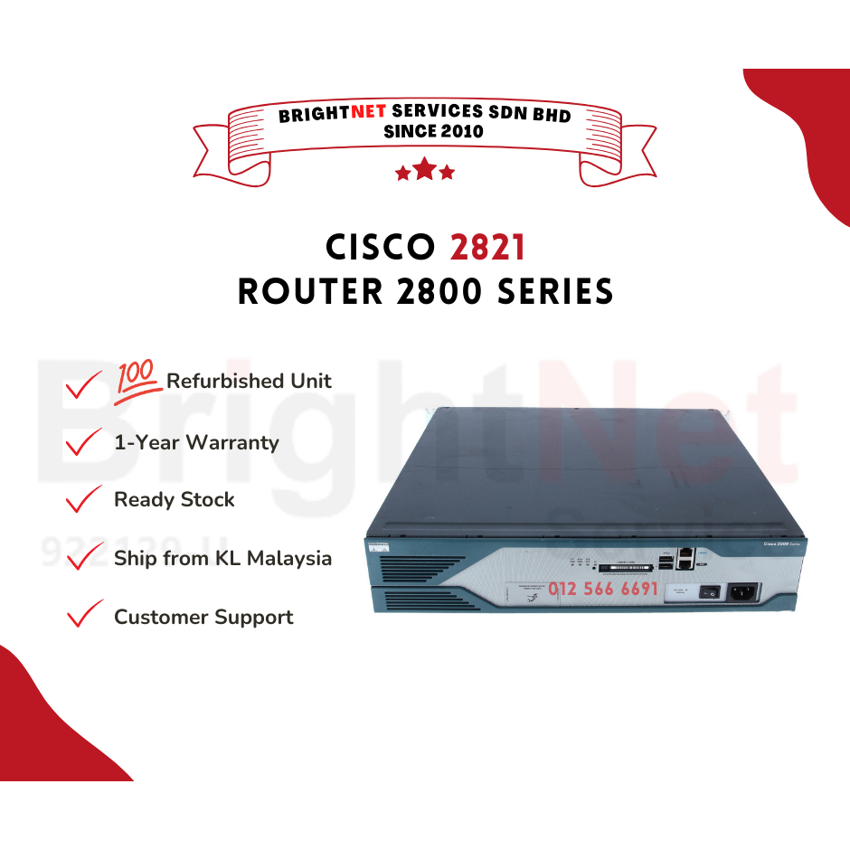 [READY STOCK] Cisco 2821 Router 2800 Series ISR, w/ AC PWR, 2GE, 4HWICs ...