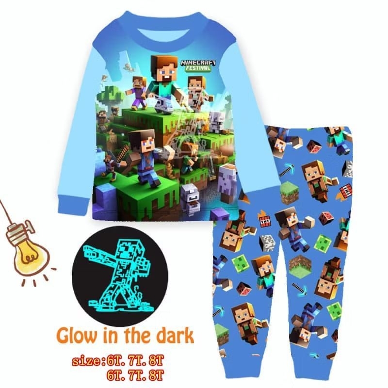 Cuddle Me Pyjamas Minecraft Unisex Glow in The Dark Sleepwear Minecraft ...