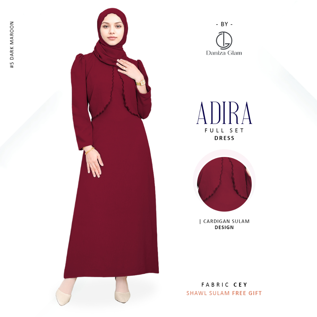 *New Arrival* Adira Dress Muslimah Stitch in Cardigan Full Set with ...