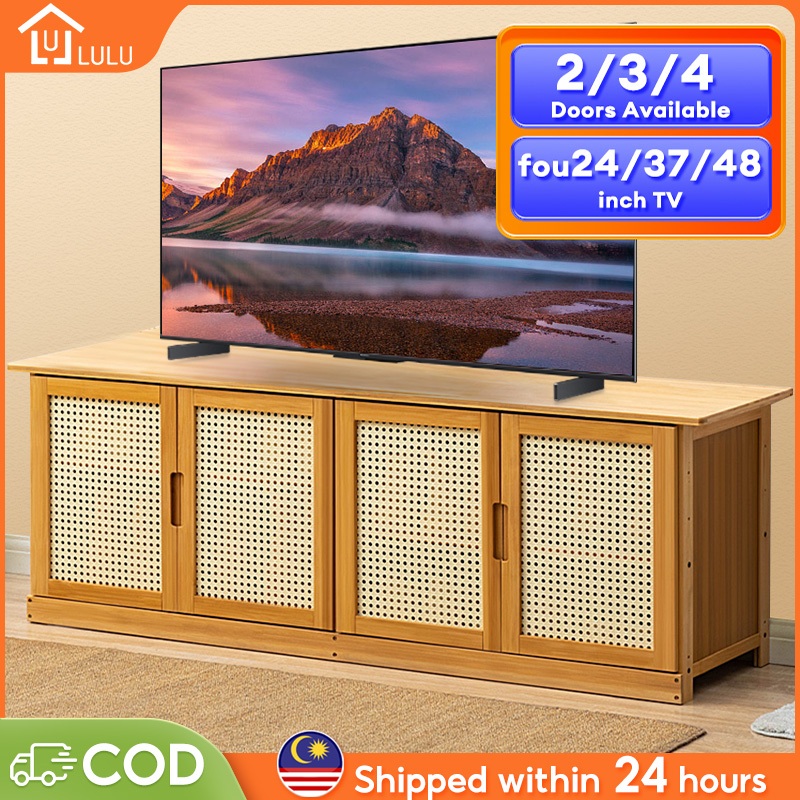LULU Bamboo TV 2/3/4 Doors Cabinet Almari TV Rak TV Kayu Kabinet Media ...
