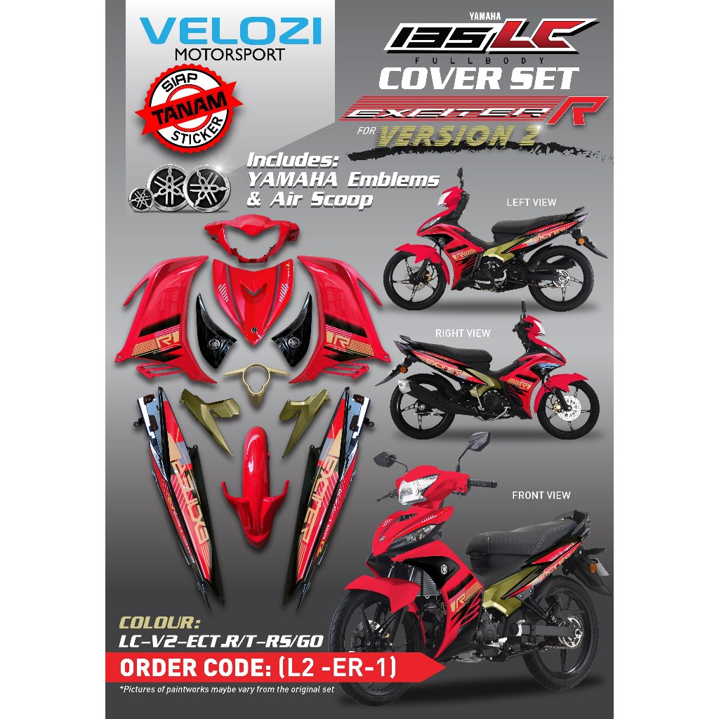 YAMAHA LC135 V2 BODY COVER SET VELOZI EXCITER GP / R / R ST / RC COVER SET STICKER SIAP TAMPAL ...