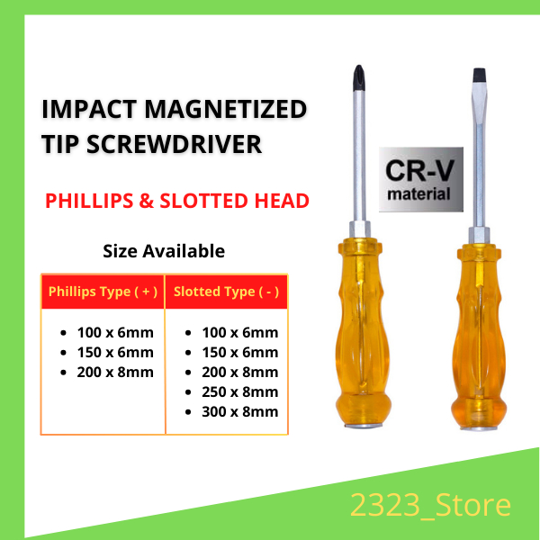 Heavy Duty Screw Driver Impact Screwdriver Flat Slotted Head / Philips ...