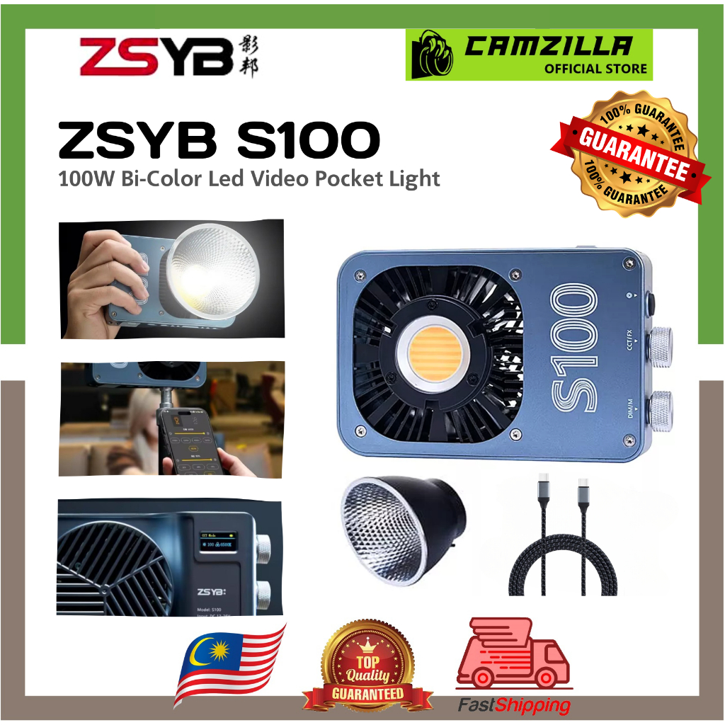 ZSYB S100 LED Video Light & S100 RGB Video Light 100W Full Color Pocket ...