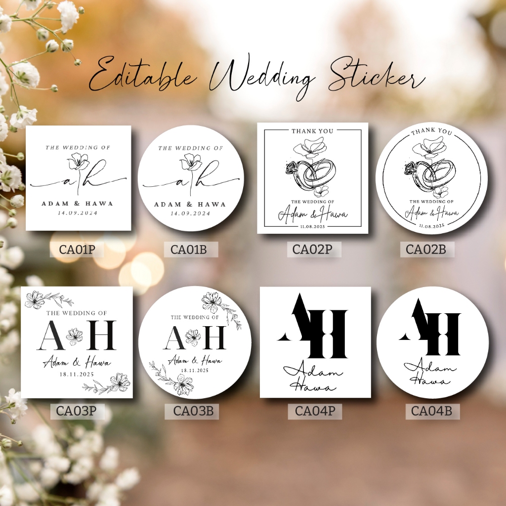 100pcs/150pcs Editable Sticker Doorgift Kahwin / Sticker Wedding ...