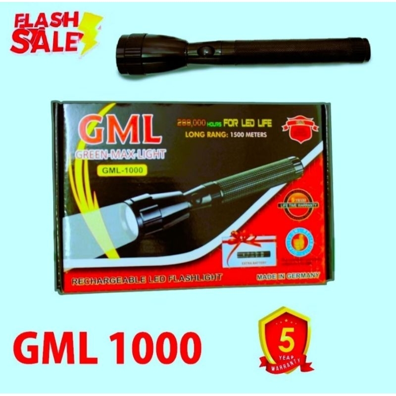 🔦 GML-1000 LED GML-2000FlashlightTORCHLIGHT Rechargeable Aluminum 🔦 ...