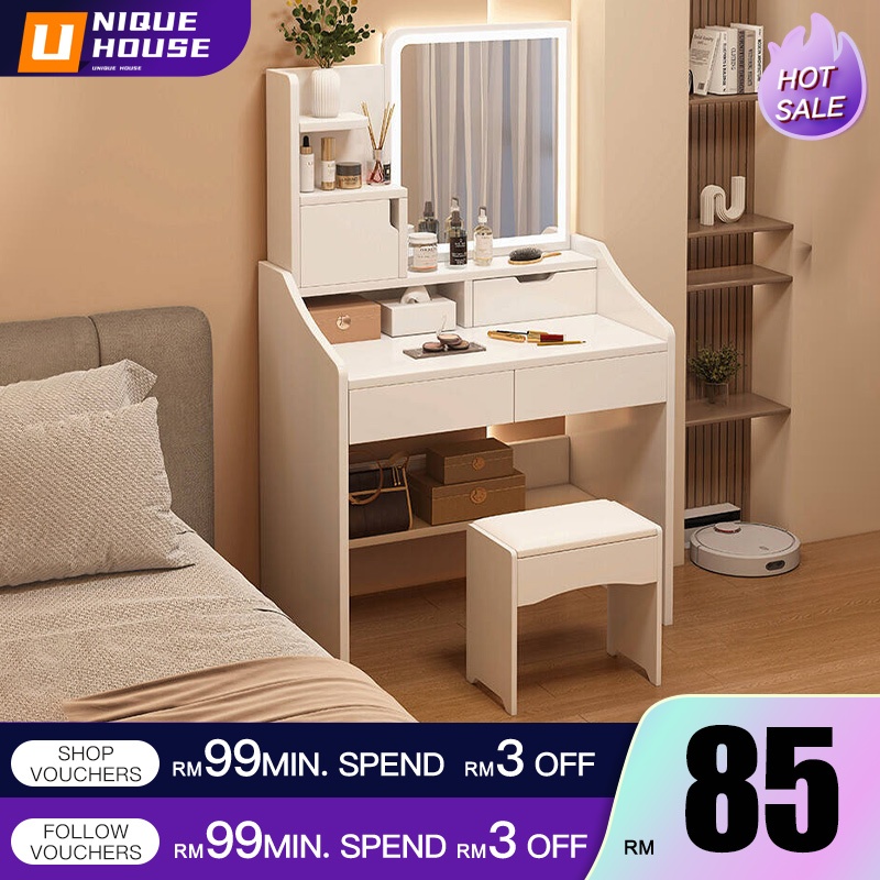 Vanity Table Makeup Table Meja Makeup Bedroom Dressing table with Led ...