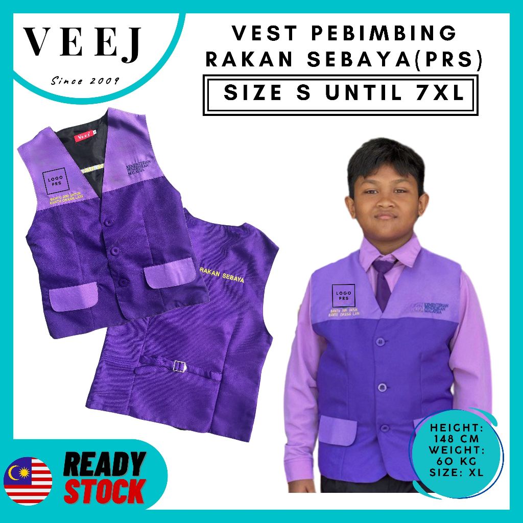 VEST PRS PEMBIMBING RAKAN SEBAYA SEKOLAH RENDAH MENENGAH | SIZE BESAR SEHINGGA 7XL | Shopee Malaysia
