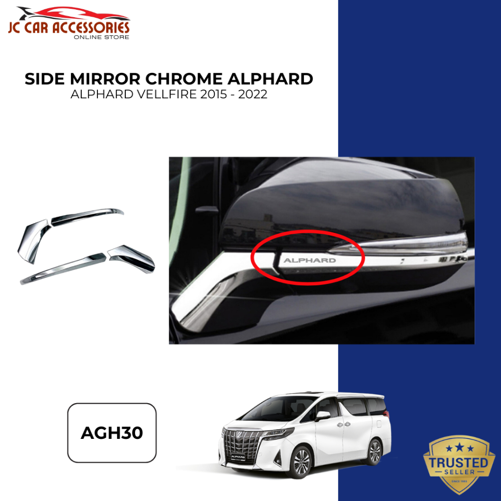 Toyota Alphard Vellfire Side Mirror Chrome Cover With Logo AGH30 GGH30 ...