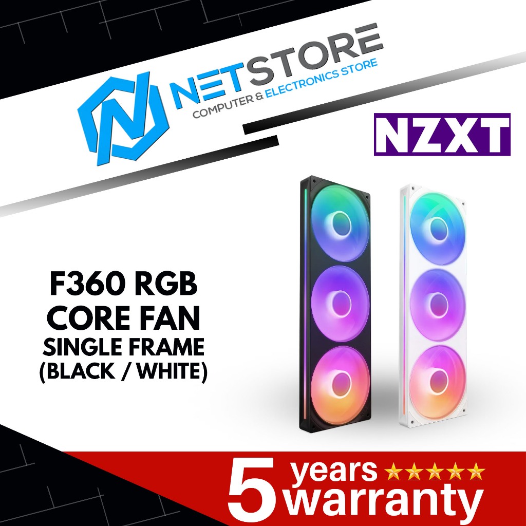 NZXT F360 RGB Core Fan (Single Frame) - Black/White | Shopee Malaysia