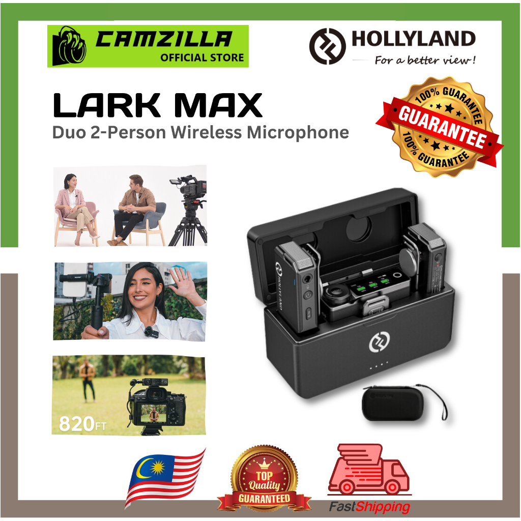 Hollyland LARK MAX Duo 2-Person Wireless Microphone System (2.4 GHz ...