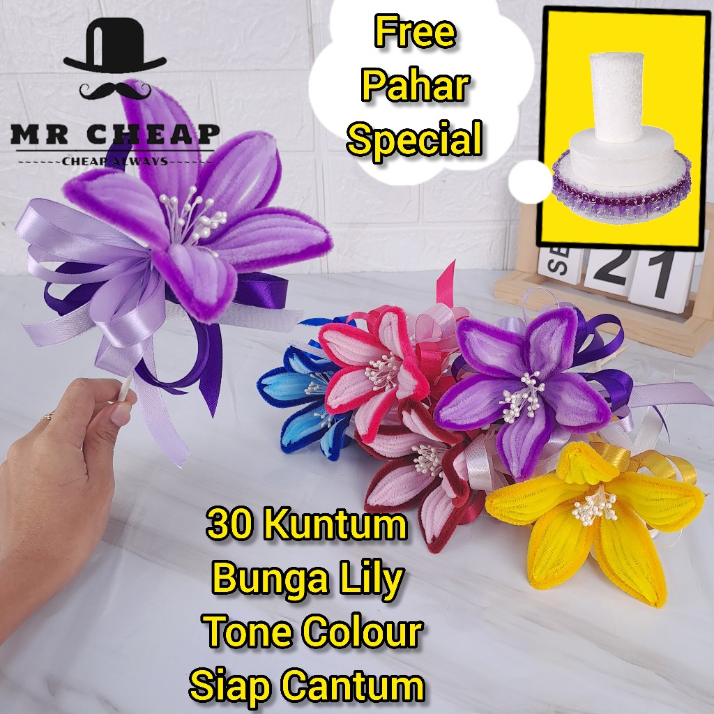 30pcs /10pcs Bunga Telur Lily Dua warna siap cantum / Bunga Telur Lily ...