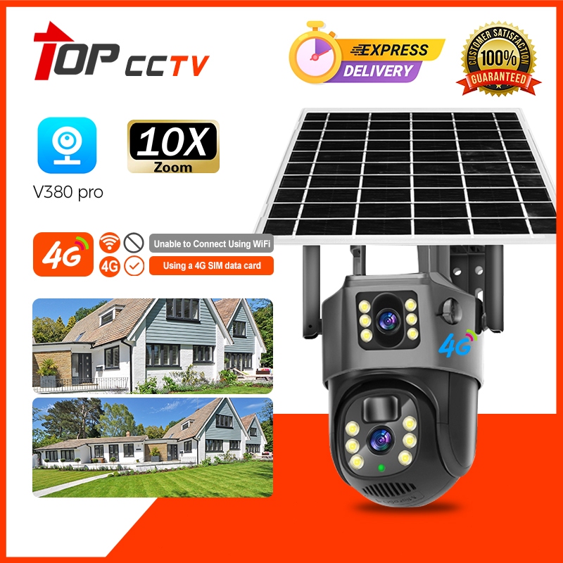 V380 Pro 4K 8MP 4G SIM card solar CCTV wireless camera CCTV outdoor ...