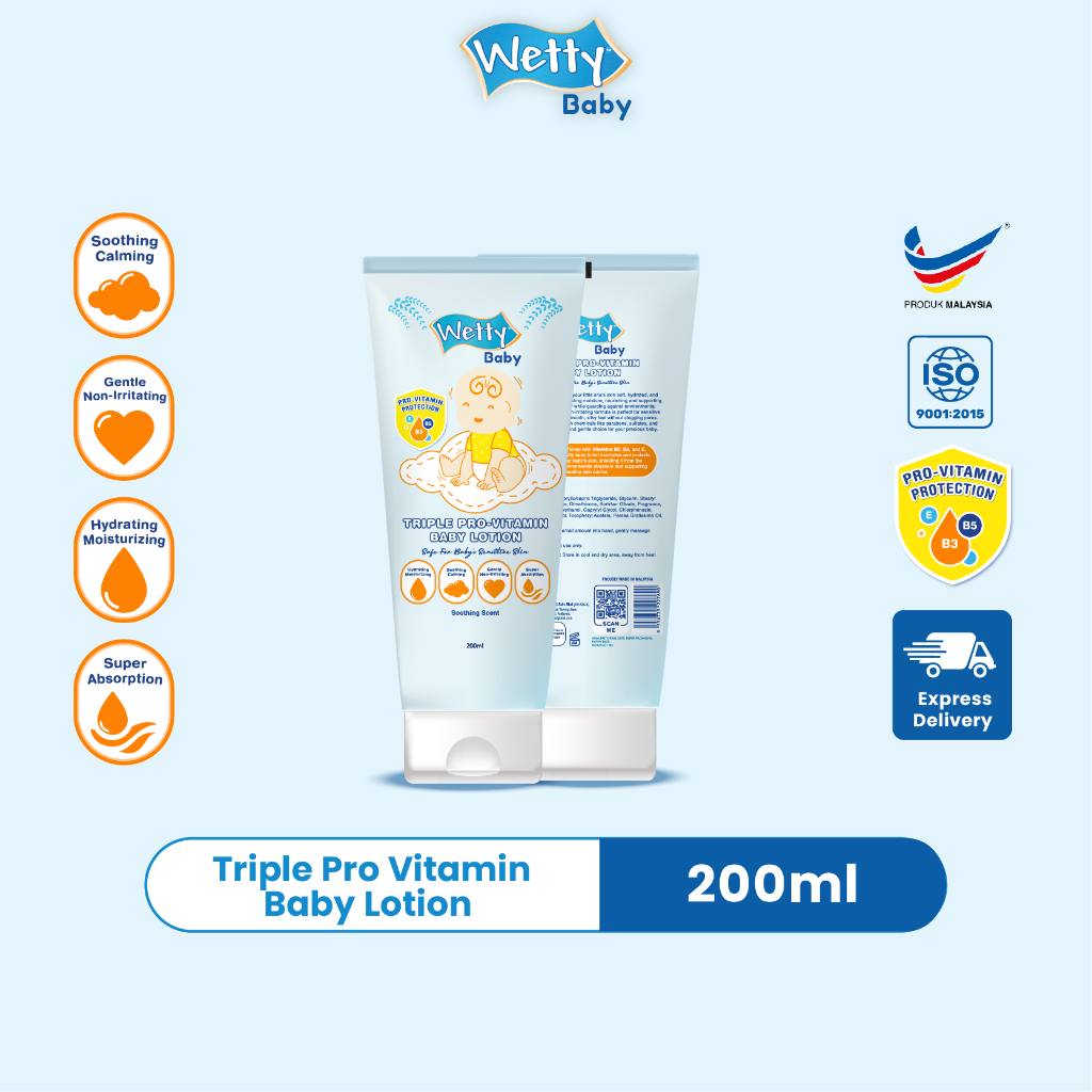 Wetty Baby Triple Pro Vitamin Baby Lotion - 90ml / 200ml | Shopee Malaysia