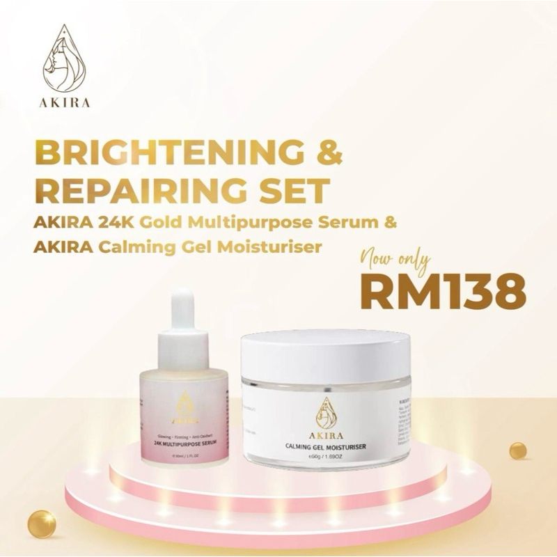 AKIRA BRIGHTENING & REPAIRING SET ( SERUM & CALMING GEL MOISTURISER ...